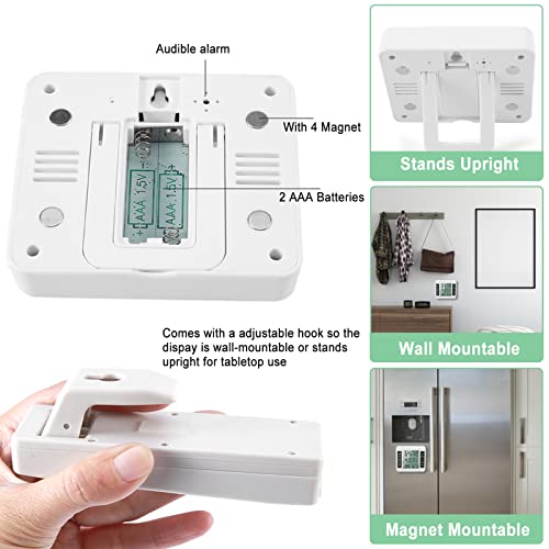 plplaaobo Therometer, 2pcs Refrigerator Temperature Sensor Wall-Mounted Wireless with Min/Maximum LCD Display, Portable Digital Alarm Thermometer with Adjustable Hanging Hook for Homes Offices