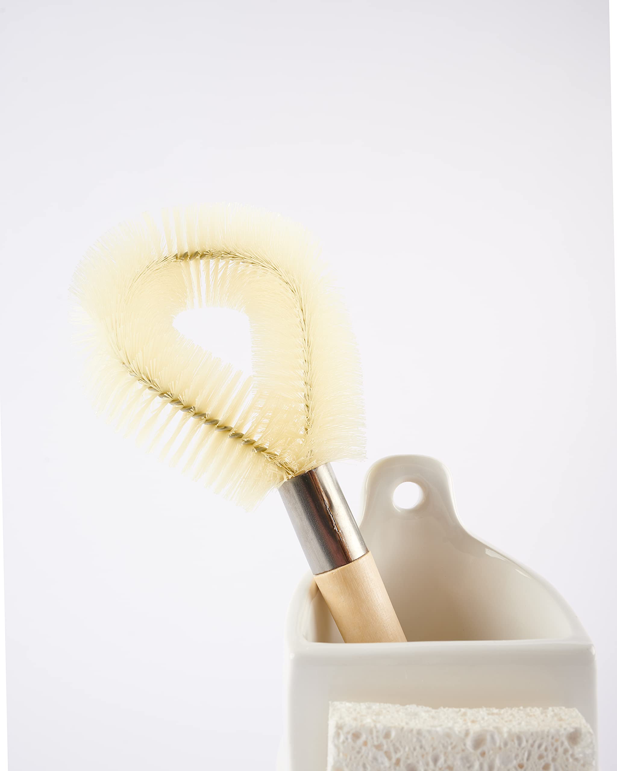 Mud Pie White Ceramic Sponge and Brush Holder Set