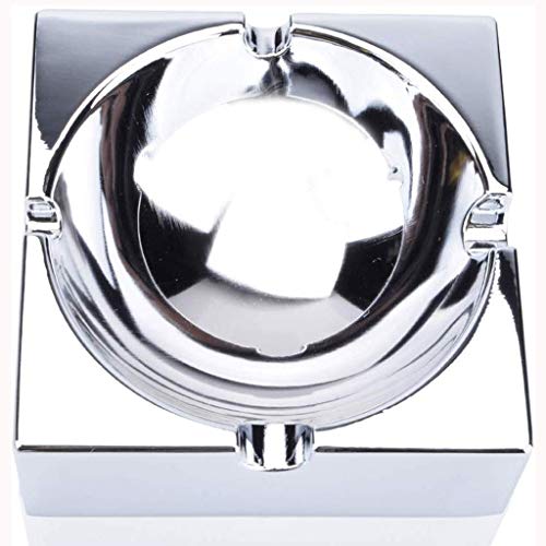 KTSCFS Ashtray， Desktop Square Thickening Bright Stainless Steel Bar KTV Living Room Indoor Smoking Ash Tray Home