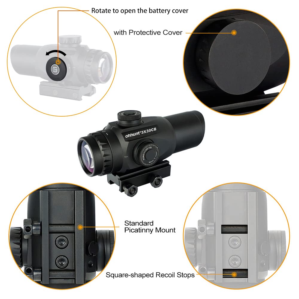 ohhunt 3X Prism Scope 3x30 Rifle scopes Black