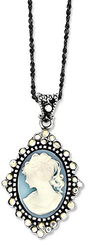 IceCarats 925 Sterling Silver Vintage Rhinestone Crystals Cameo Necklace 16 inch Chain