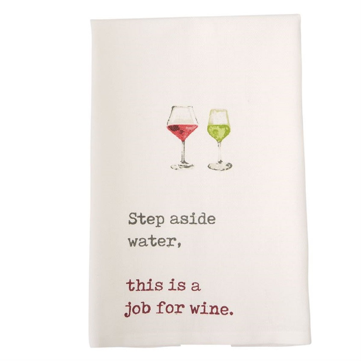 Mud Pie Wine Hand Dish Towel, White 10 inches