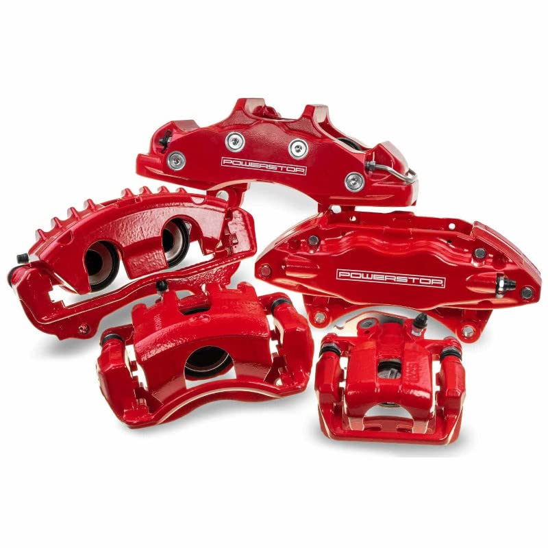 Power Stop Front S15020 Pair of High-Temp Red Powder Coated Calipers For Lexus GX460 2016-2023, Toyota 4Runner 2015-2024 [Model Specific]