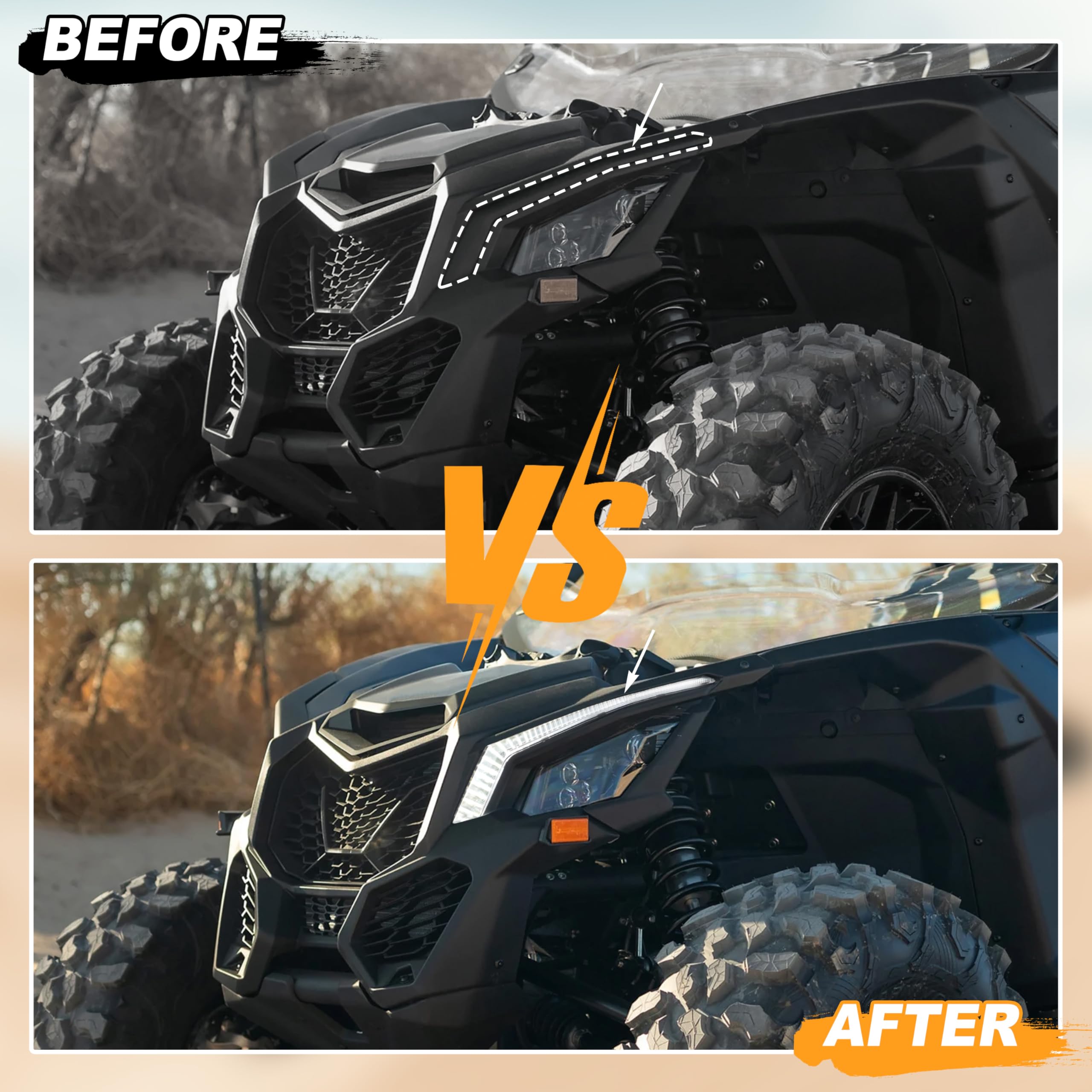 LDETXY Turn Signal Lights Front LED Fang Lights Signature Light Assembly for Can-Am Maverick X3 XDS XRS Max Turbo R Trail Sport 2017-2024 Accessories(2PCS, Replace #710004994, 710004995)