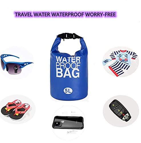 KoolRun Waterproof Dry Bag Backpack - 5L Roll Top Lightweight Dry Storage Bag for Men Women, Backpacking Dry Bag with Waterproof Phone Pouch Case for Swimming Boating Kayaking Camping and Beach-Blue