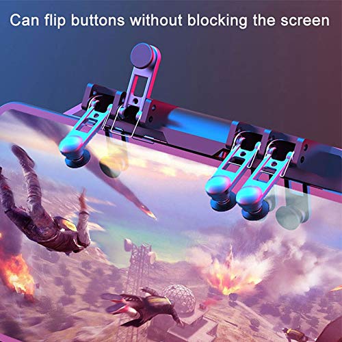 TJLSS New PUBG Gamepad Grip with Portable Charger Cooling Fan for PUBG Mobile Controller Six Finger L1R1 Game Trigger Joystick