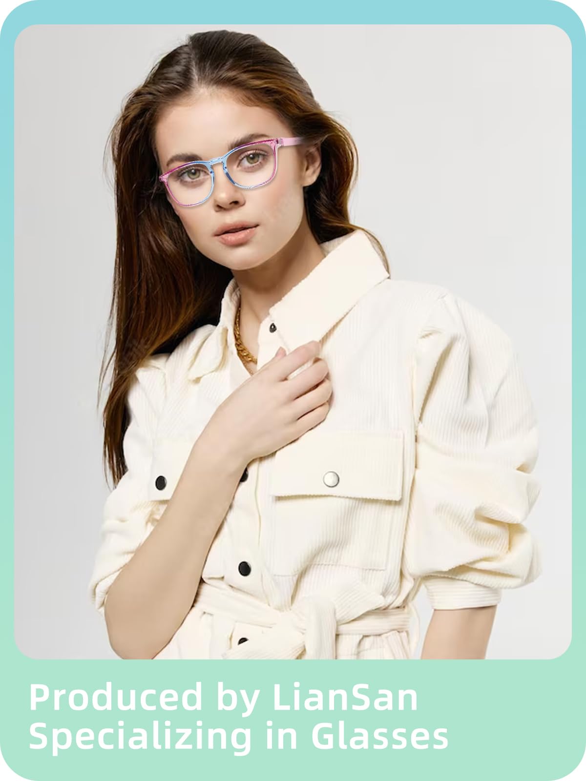 LianSan Oversize Anti-Fog Safety Goggles for Nurses, Z87.1 Certified Safety Glasses for Women, Square UV Protection Rainbow