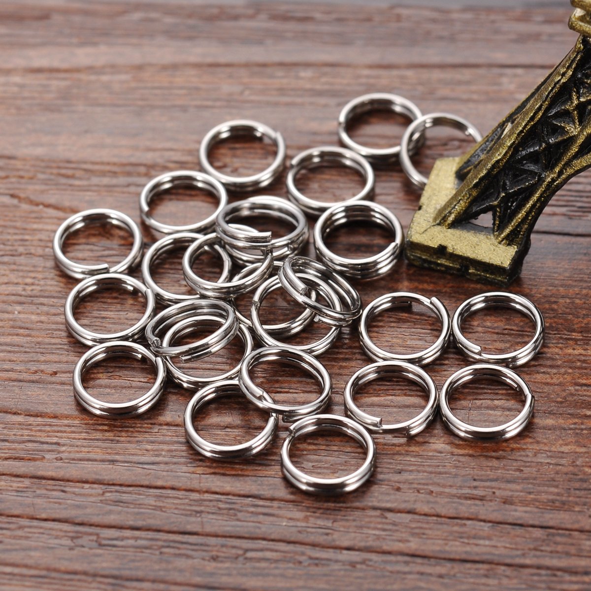 Housweety 500 Silver Tone Stainless Steel Split Rings 7mm(1/4")