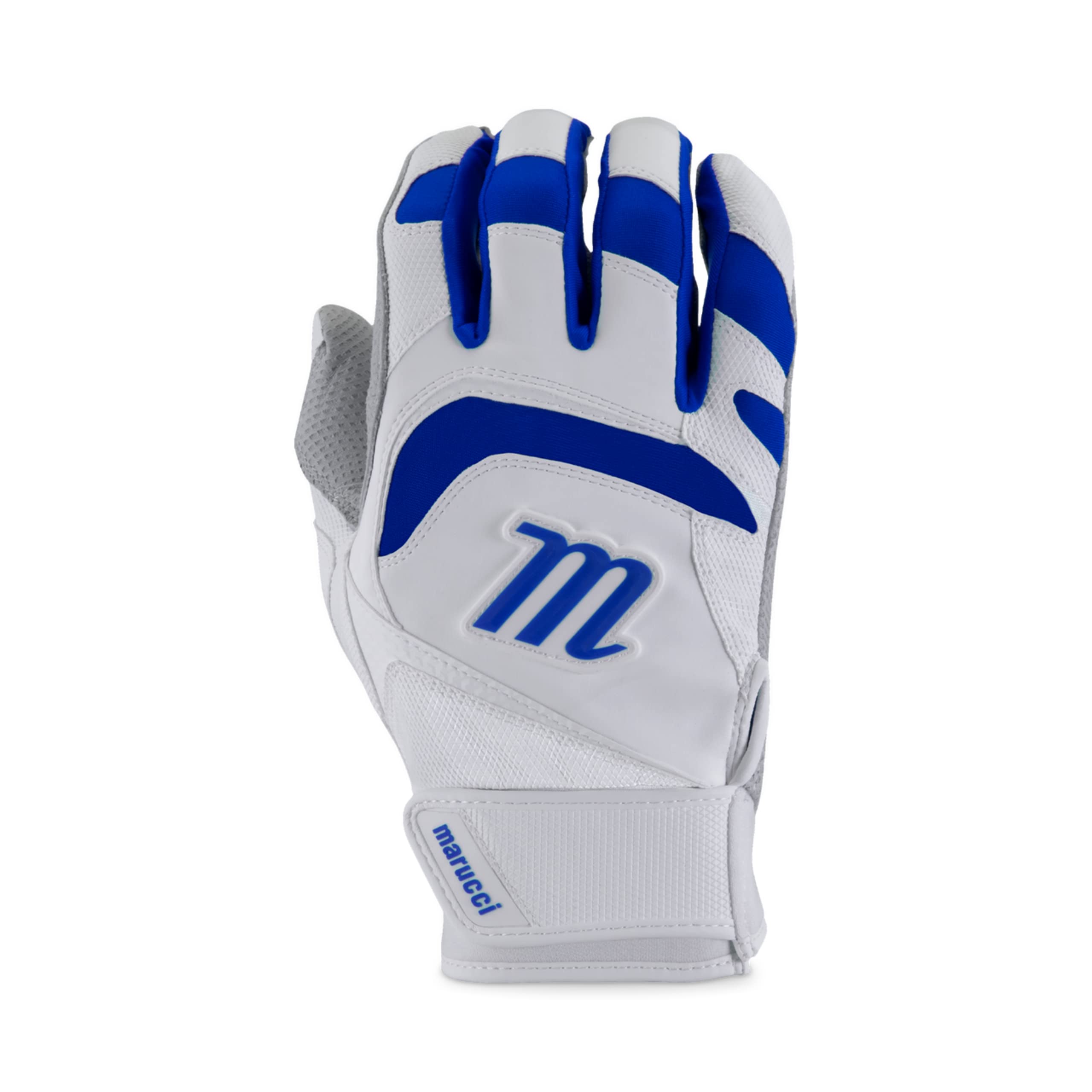Marucci 2022 Adult Baseball/Softball Signature Batting Gloves (White/Royal, X-Large)