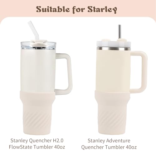 jetmast Silicone Boot for Stanley Cup 40 oz Quencher, Cup Bottom Protector Sleeve, Water Cup Accessories for Stanley Quencher H2.0 FlowState Tumbler 40oz(Cream)
