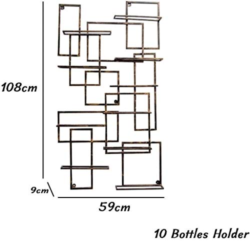 Stylish Simplicity 108Cm Wall Mounted Wine Bottles Holder,Metal Iron Wall Wine Bottle Rack Organizer,Holder 10 Bottles, PIBM, Bronzy