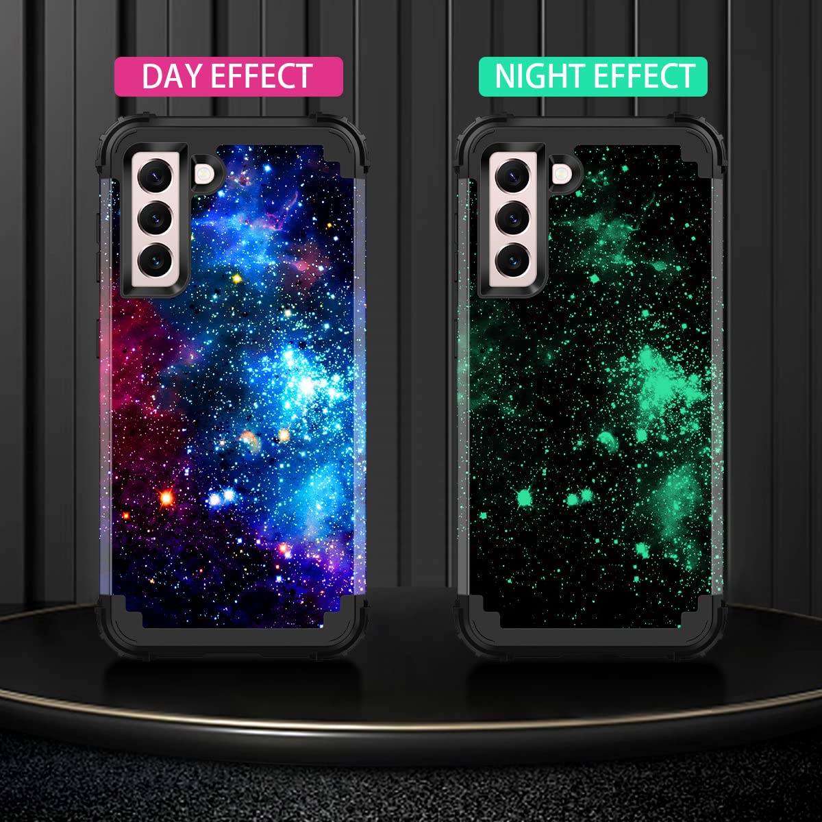 Miqala for Galaxy S22 5G Case,Shiny in The Dark Three Layer Heavy Duty Shockproof Hard Plastic Bumper +Soft Silicone Rubber Protective Case for Samsung Galaxy S22 5G Case,Blue Sky