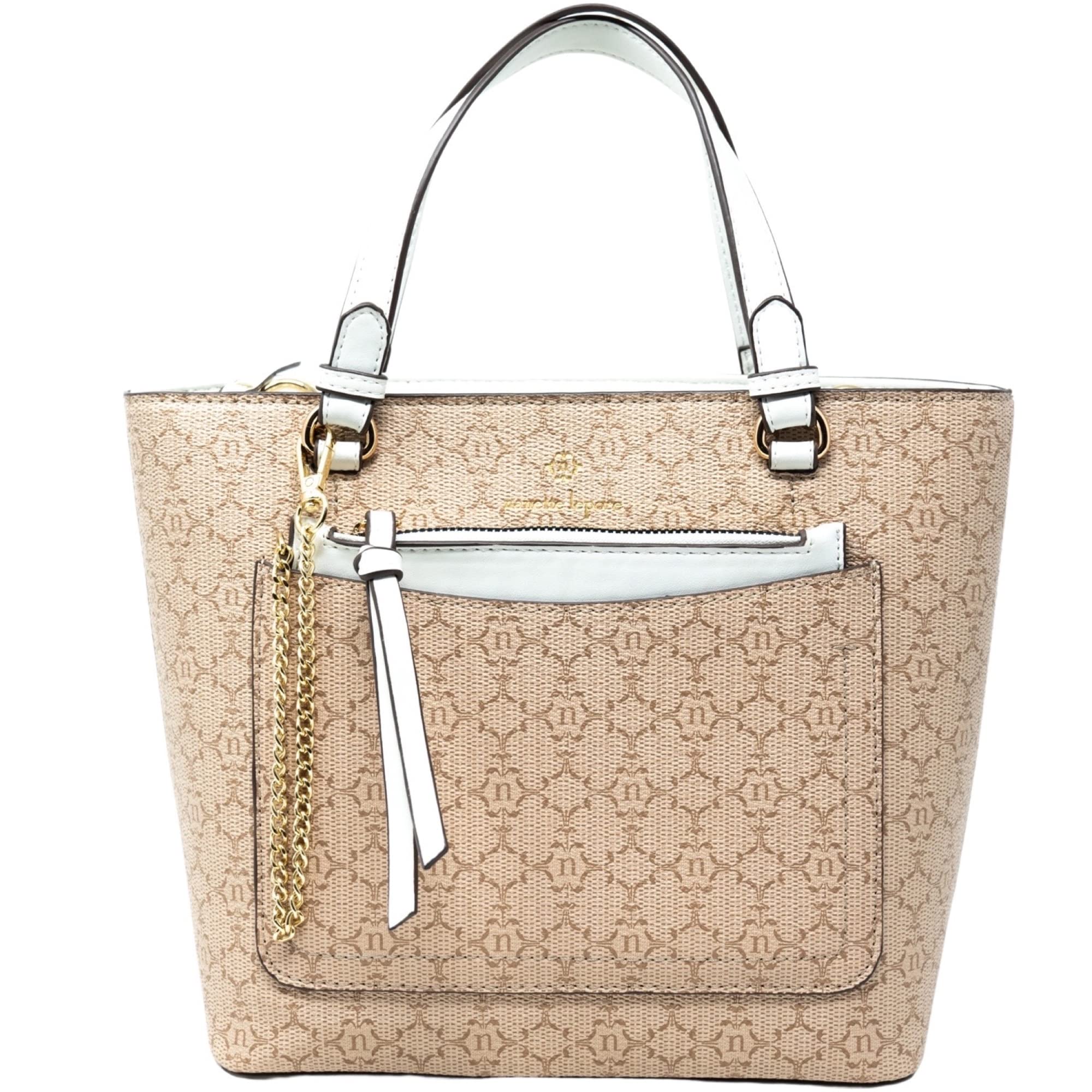 Nanette Lepore Demi Logo Satchel with Wristlet Almond Logo One Size