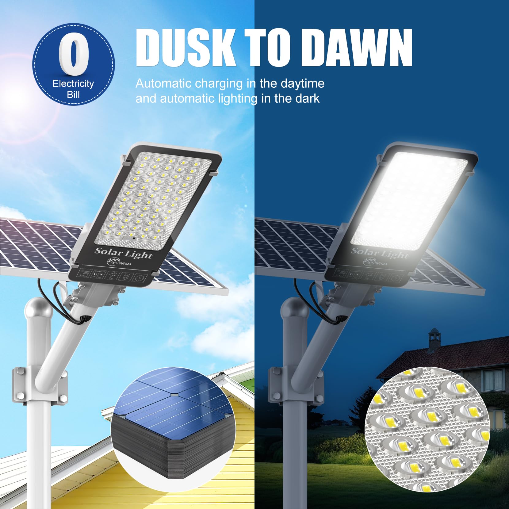WYWNA 6000W Solar Street Lights Outdoor and 5000W Solar Street Lights Outdoor