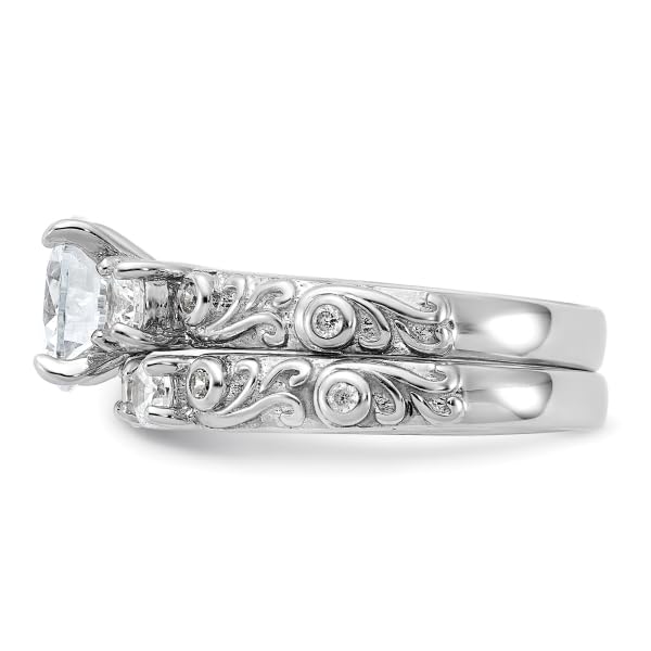 IceCarats 925 Sterling Silver Cubic Zirconia CZ Wedding Band Engagement Ring Bridal Jewelry Set Size 8