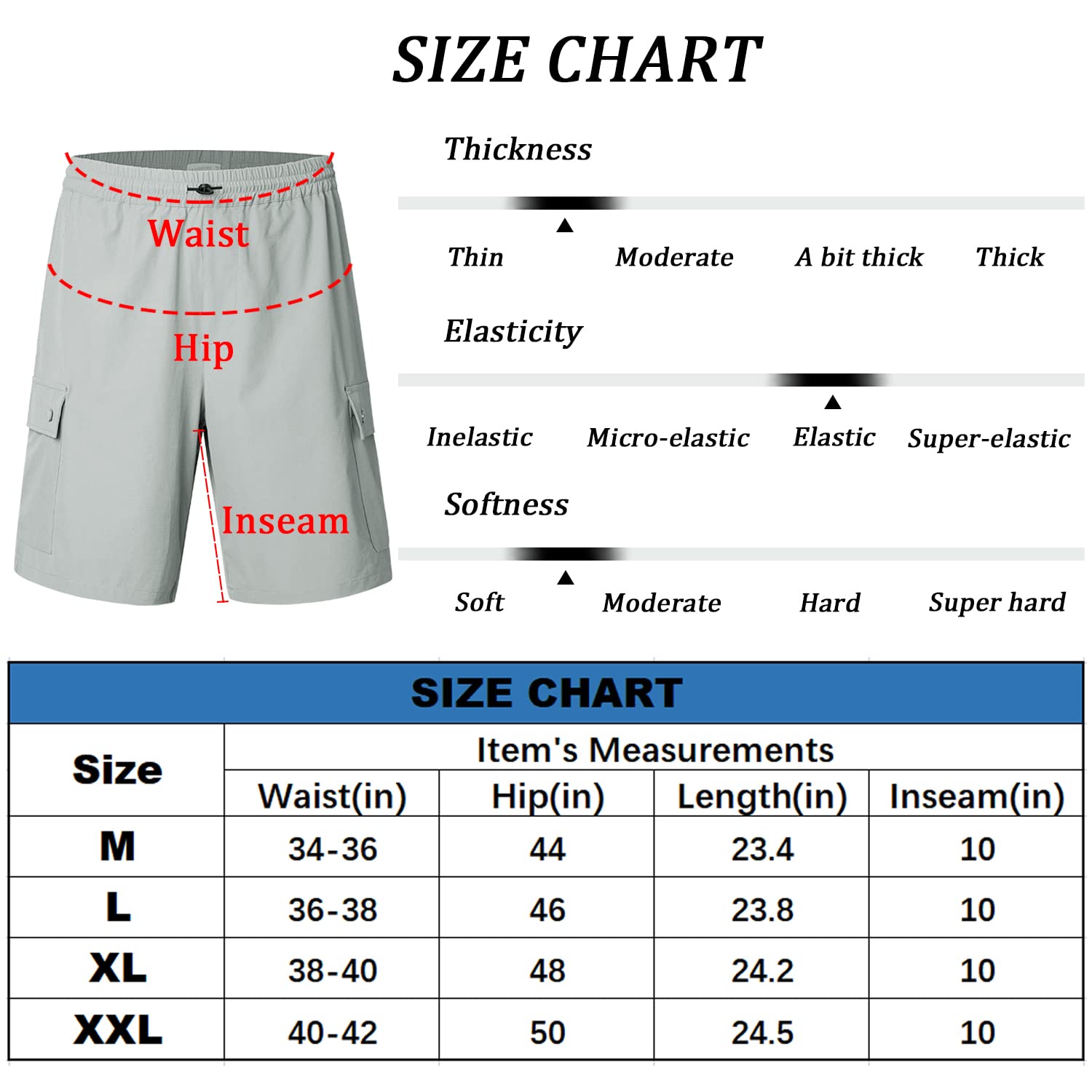 LE VONFORT Mens Water Resistant Elastic Waist Cargo Hiking Shorts Quick Dry Stretch Tactical Shorts with Pockets Navy XX-Large