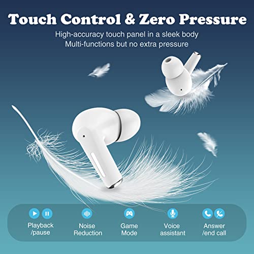 Wireless Earbuds, Active Noise Cancelling Earbuds with Bluetooth 5.2 - Portable Charging Case - Microphone, 8H Active Noise Reduction, Bluetooth Earbuds with Clear Call Game Mode Voice Assistance