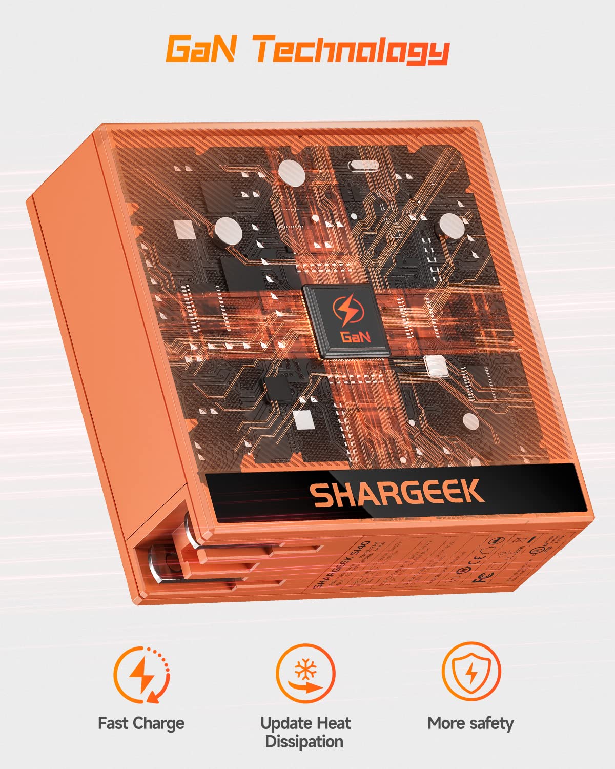 Shargeek STORM2 100W Power Bank 25600mAh with Transparent Case and IPS Screen 140W USB C Fast GaN Charger PD3.1 Wall Charger
