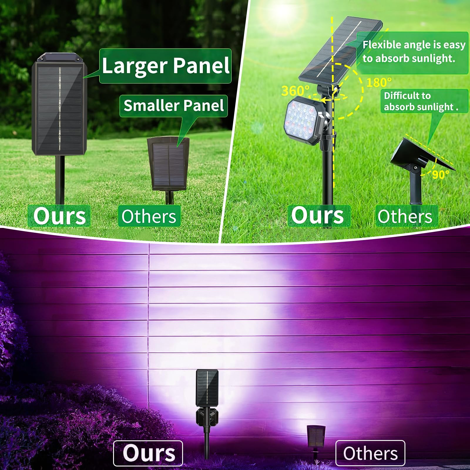 JSOT Solar Lights Outdoor, Spot Lights, Solar Powered Spotlight Waterproof Green Lights Solar Spotlights for Garden Yard Pathway Landscape Lighting