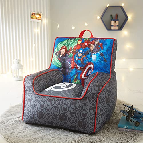 Idea Nuova Marvel Avengers Toddler Nylon Bean Bag Chair with Piping & Top Carry Handle, Large