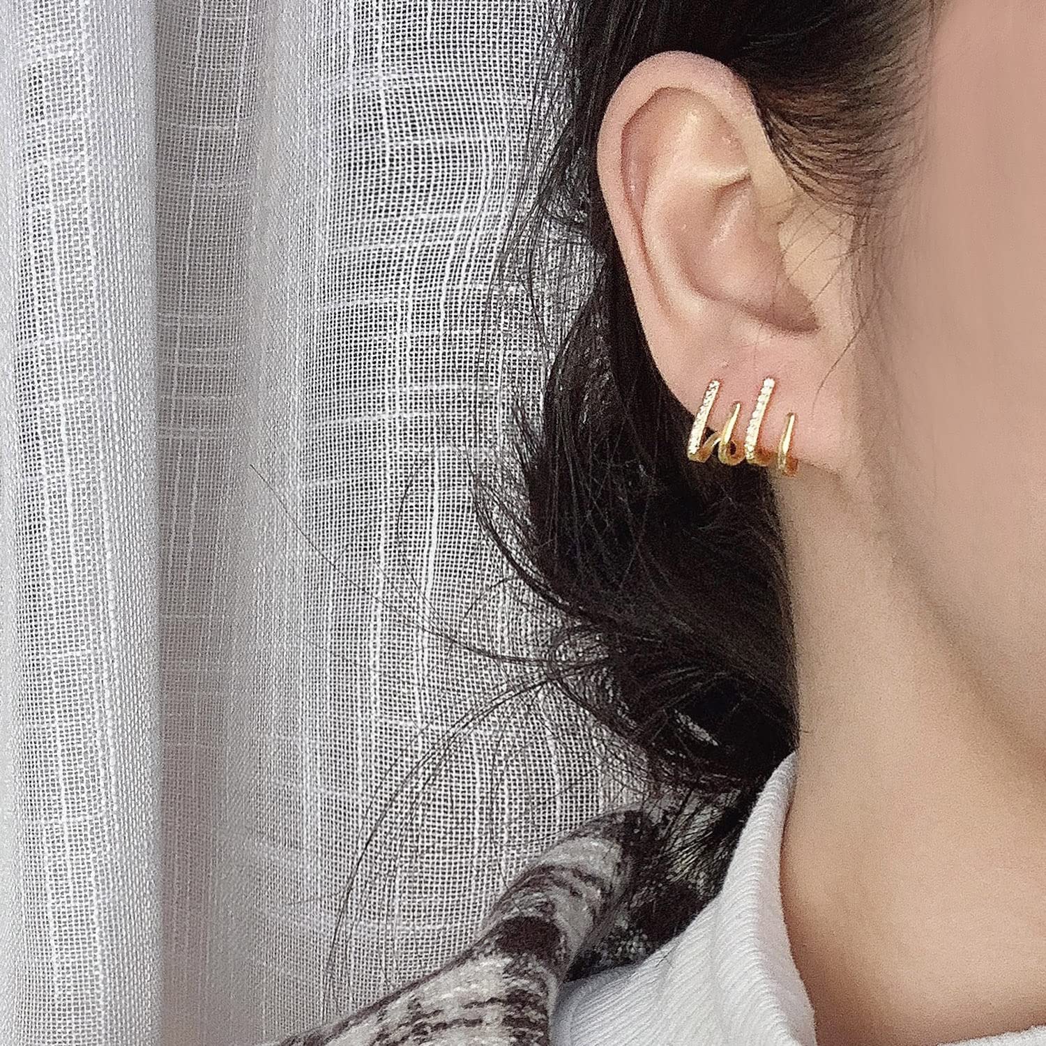 Needle Claw Earrings Cuff for Women Zircon Stud Ear Cuffs Hoop Earrings for Women Multi HoopTrendy Dainty Tiny Ear Wrap Cuff Piercing Studs Earrings for Women