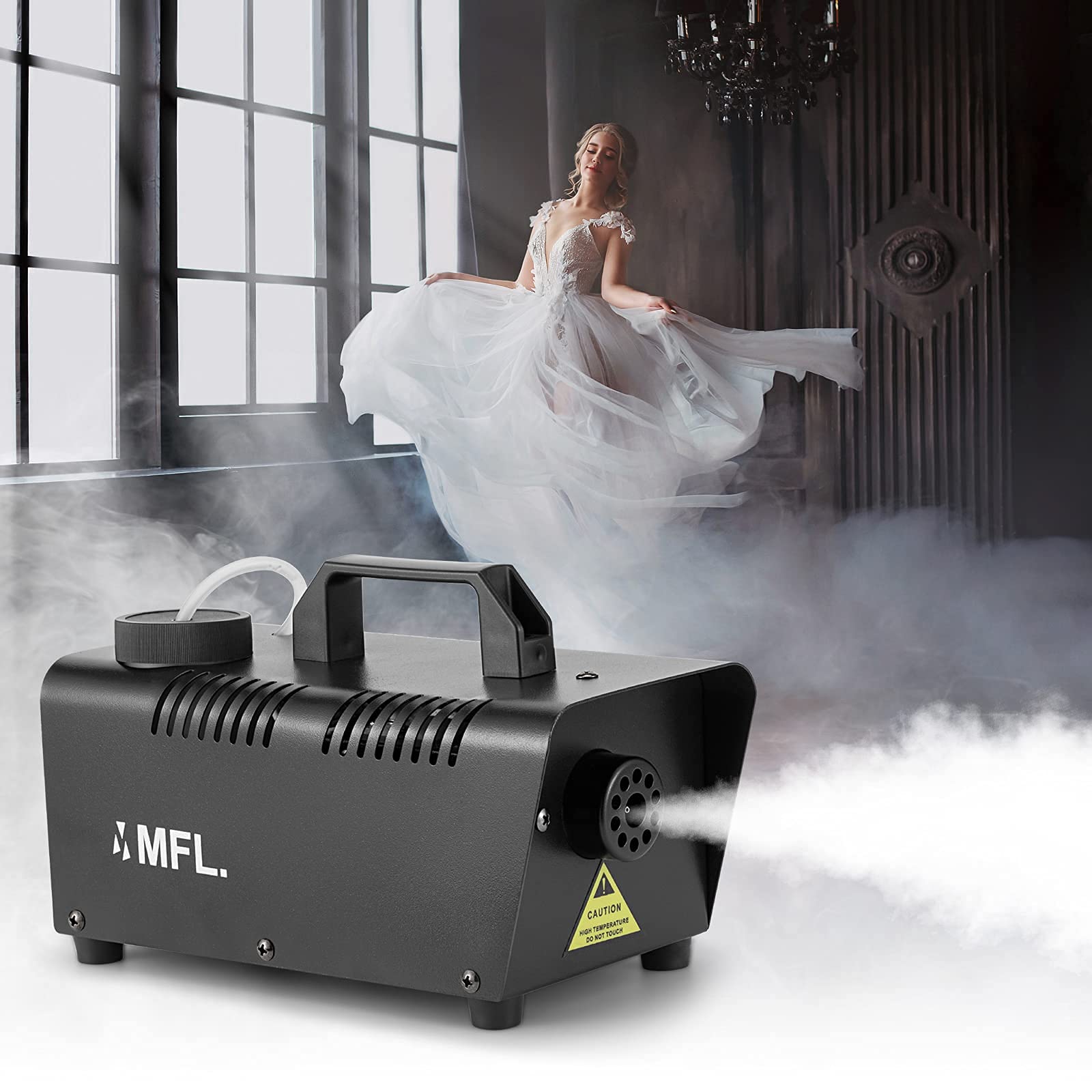 MFL. Fog Machine, Portable Smoke Machine with Wired Controller and Auto Spray Button for Stage, Disco, Halloween and Weddings (400W, 2000 CFM)