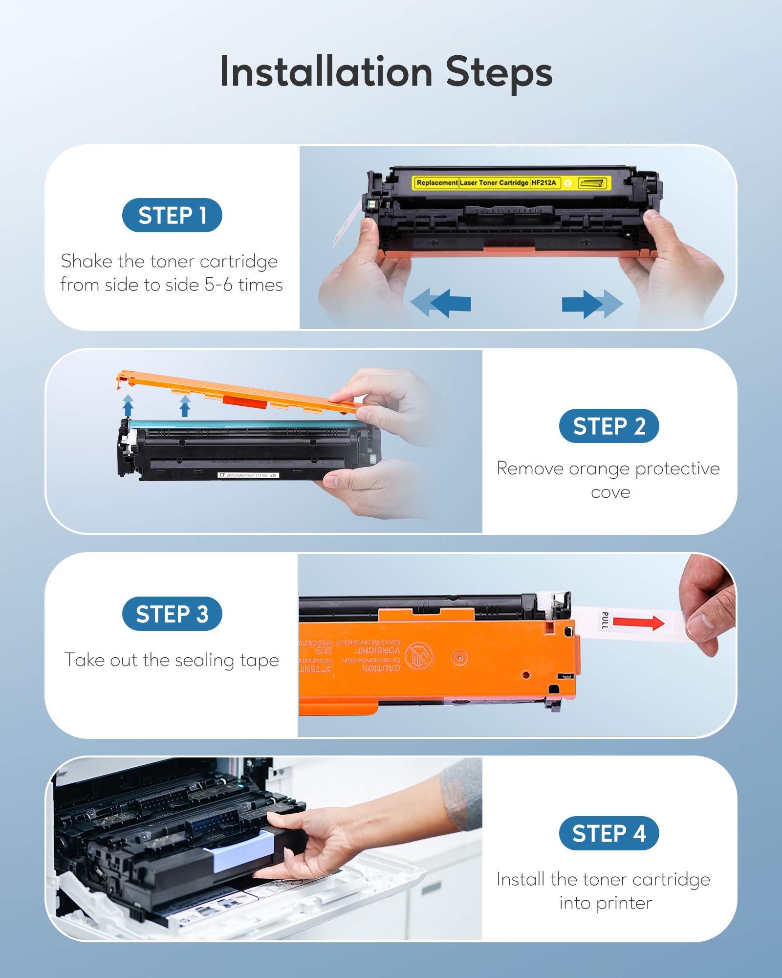 Kogain Compatible Toner Cartridge Replacement for HP 131X 131A CF210A CF211A CF212A CF213A Work with HP Laserjet Pro 200 Color M251 M251n M251nw Printer 4-Pack(1 Black, 1 Cyan, 1 Magenta, 1 Yellow)