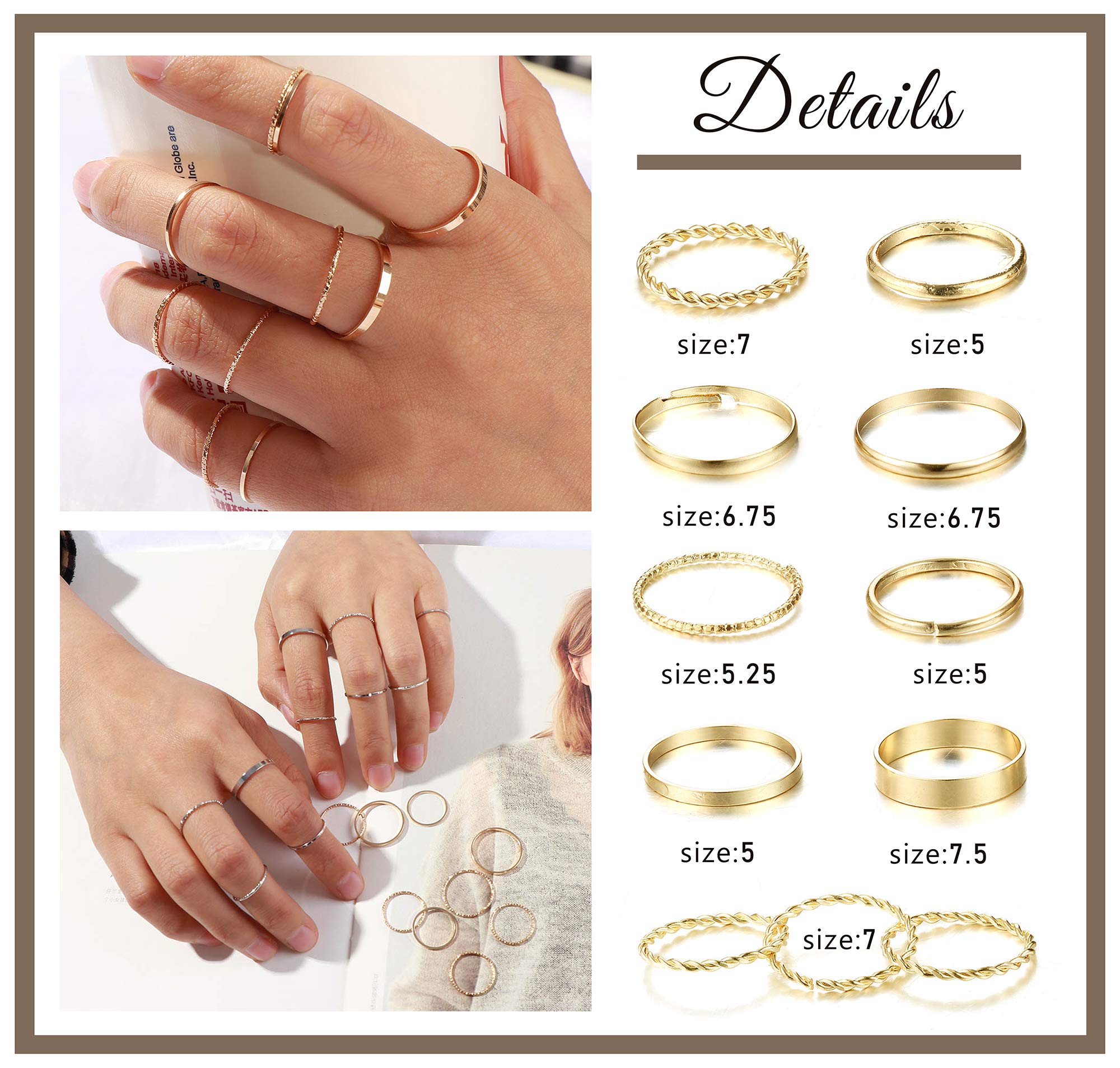 Jstyle 112Pcs Simple Knuckle Midi Ring Sets Vintage Bohemian Hollow Silver&Gold Finger Stackable Rings for Women Rings Jewelry Gifts