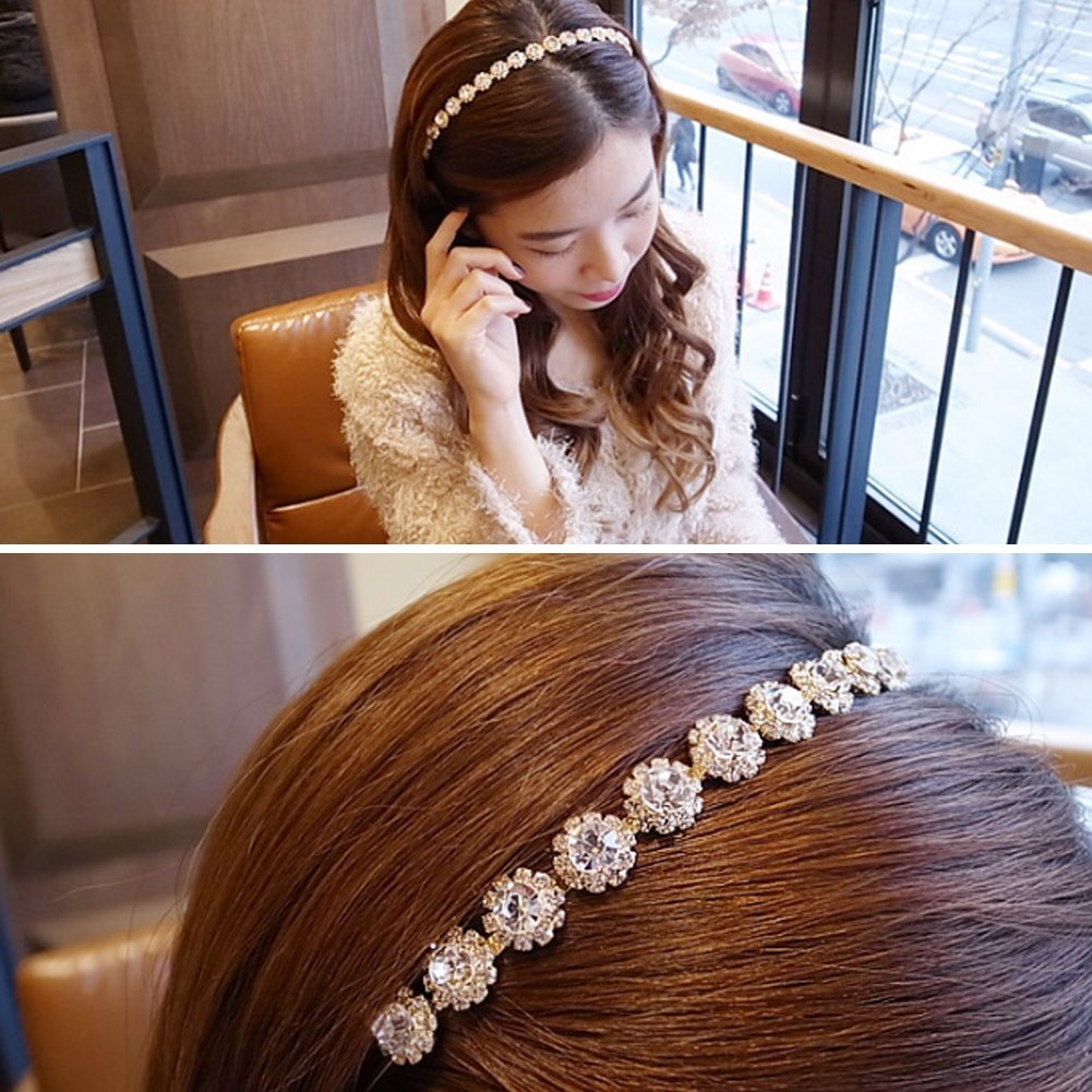 KLOUD City Fashion Bridal Rhinestone Crystal Headband Pageant Prom Tiny Flower Clear Beads Tiara Silver Tone
