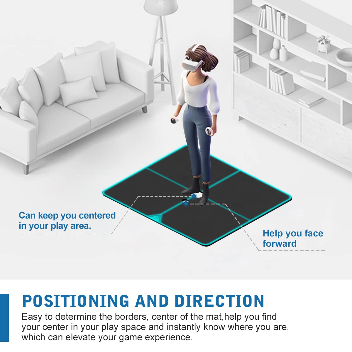 LANMU 39" VR Floor Mat Compatible with Meta/Oculus Quest 2, Soft and Large Virtual Reality Gaming Mat Pad for Beat Saber, Supernatural and More Games
