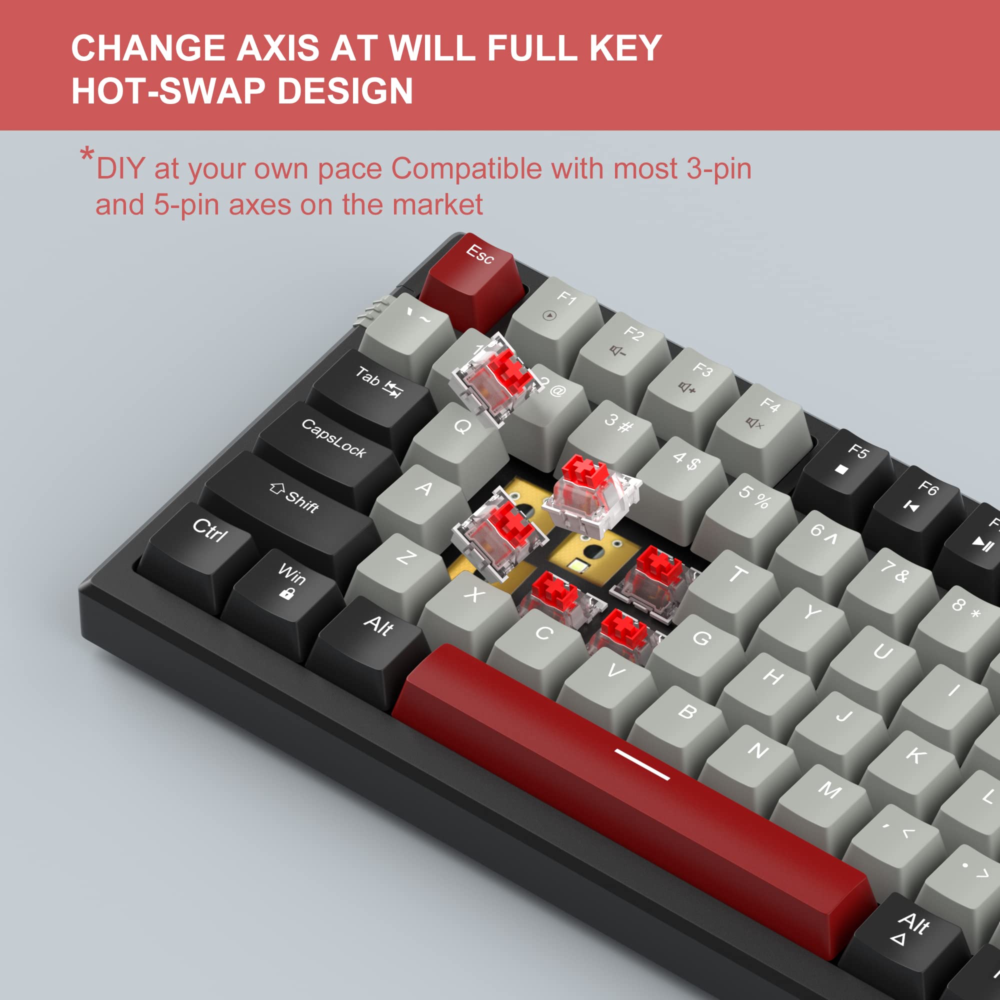 MageGee Mechanical Keyboard, Wired Gaming Keyboard Backlit Ultra-Slim USB Keyboards with Red Switches 81 Keys for PC Windows Computer Laptop(Black Grey)…