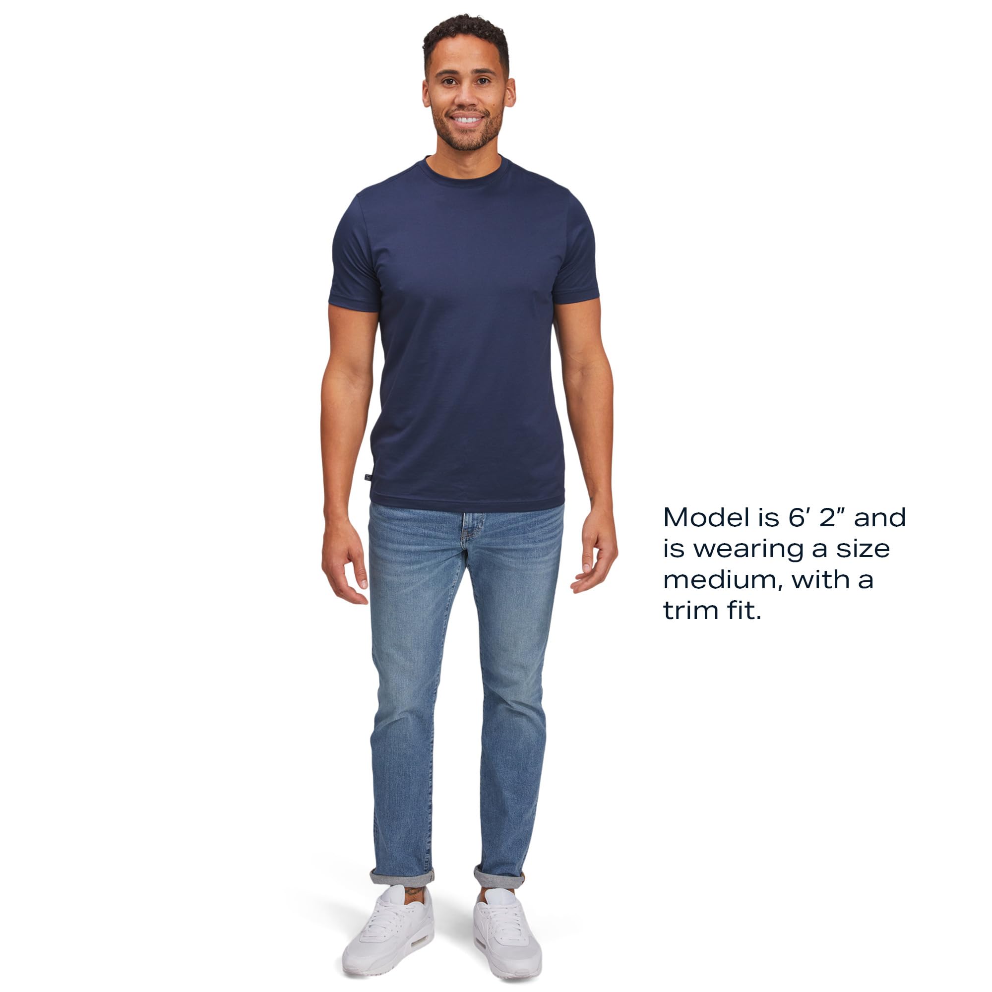 Mizzen+Main Men's Wilson Performance Short Sleeve T-Shirt, Trim Fit, Four-Way Stretch, Small, Navy Solid
