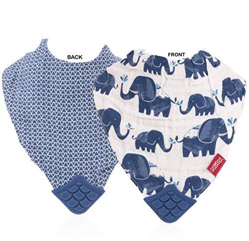 Nuby Reversible 100% Natural Cotton Muslin 2 Piece Teething Bib (Colors/Prints May Vary) (Pack of 2)