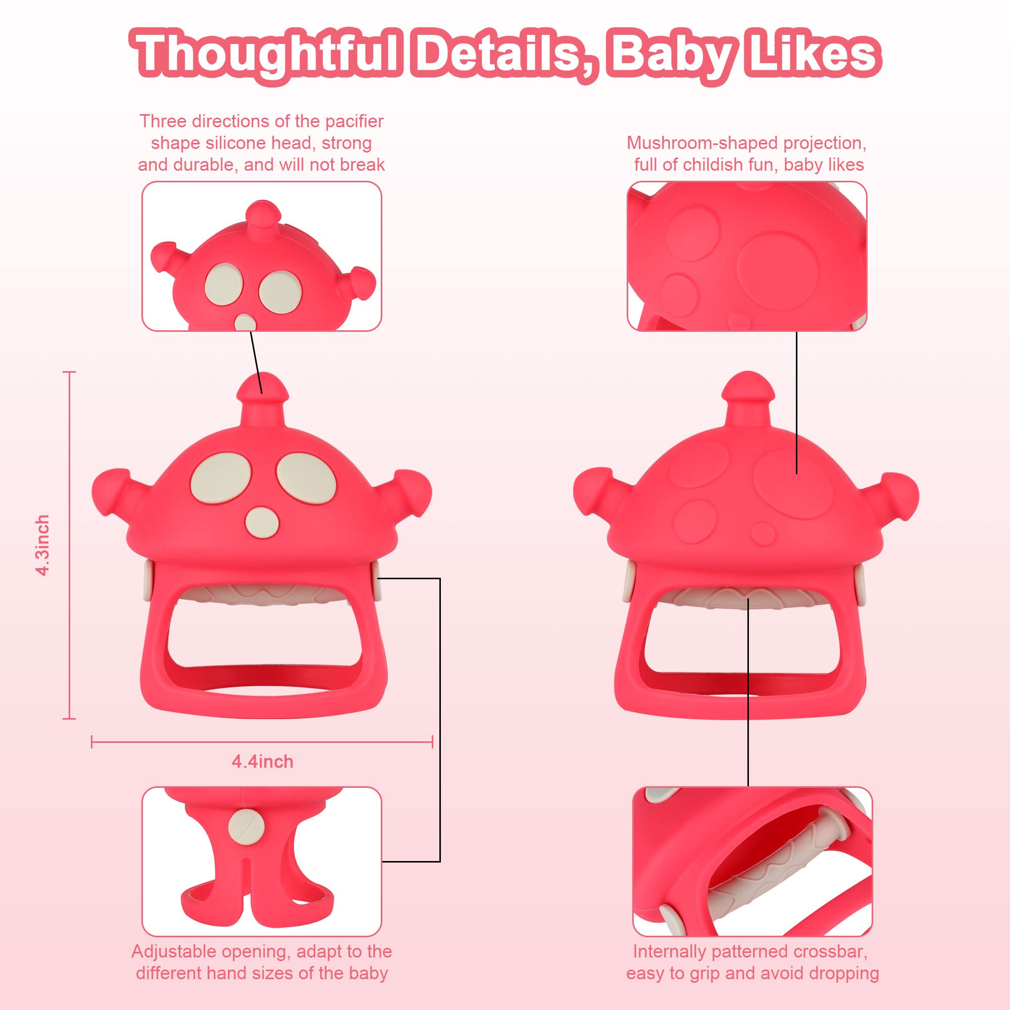 Shengfoo Never Drop Silicone Baby Teething Toys for 0-6 Months Infants,Baby Chew Toys for Teething Relief and Sucking Needs,Breast Feeding Babies,Alien Red
