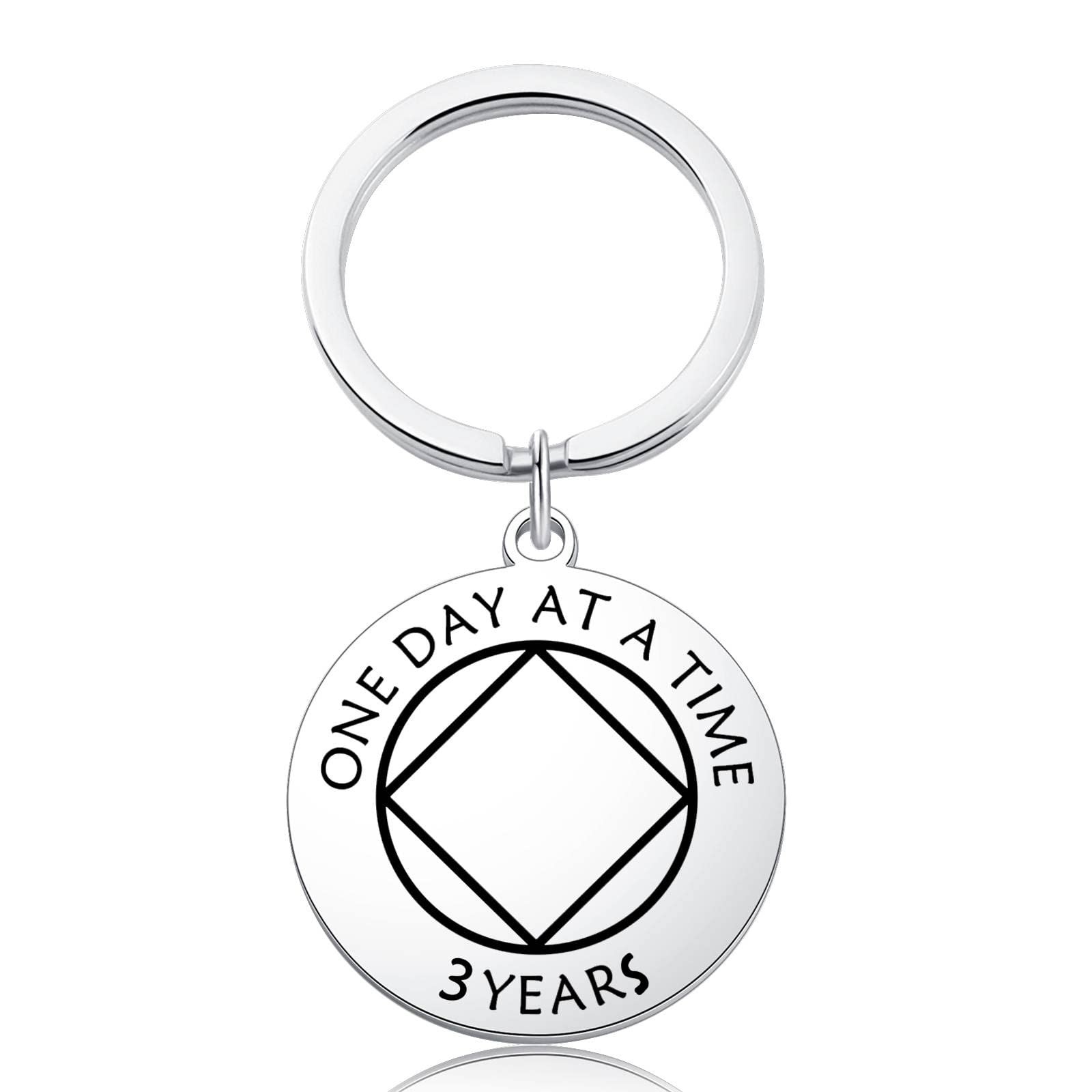 NC NA Sobriety Gift Anonymous keychain Recovery Gift NA Jewelry NA One Day At A Time Keychain for Him Her (NA-3YEARS KS)