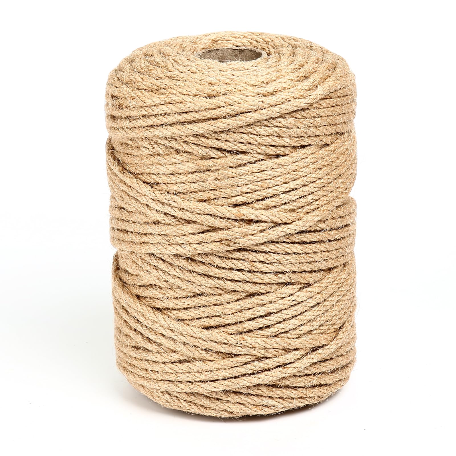 JIUXQT 394Ft 6mm Jute Twine Natural Hemp Rope Heavy Duty Jute Rope for DIY, Arts, Camping, Crafts, Gardening, Wedding, Bundling, Home, Decorating, Cat Scratching Post