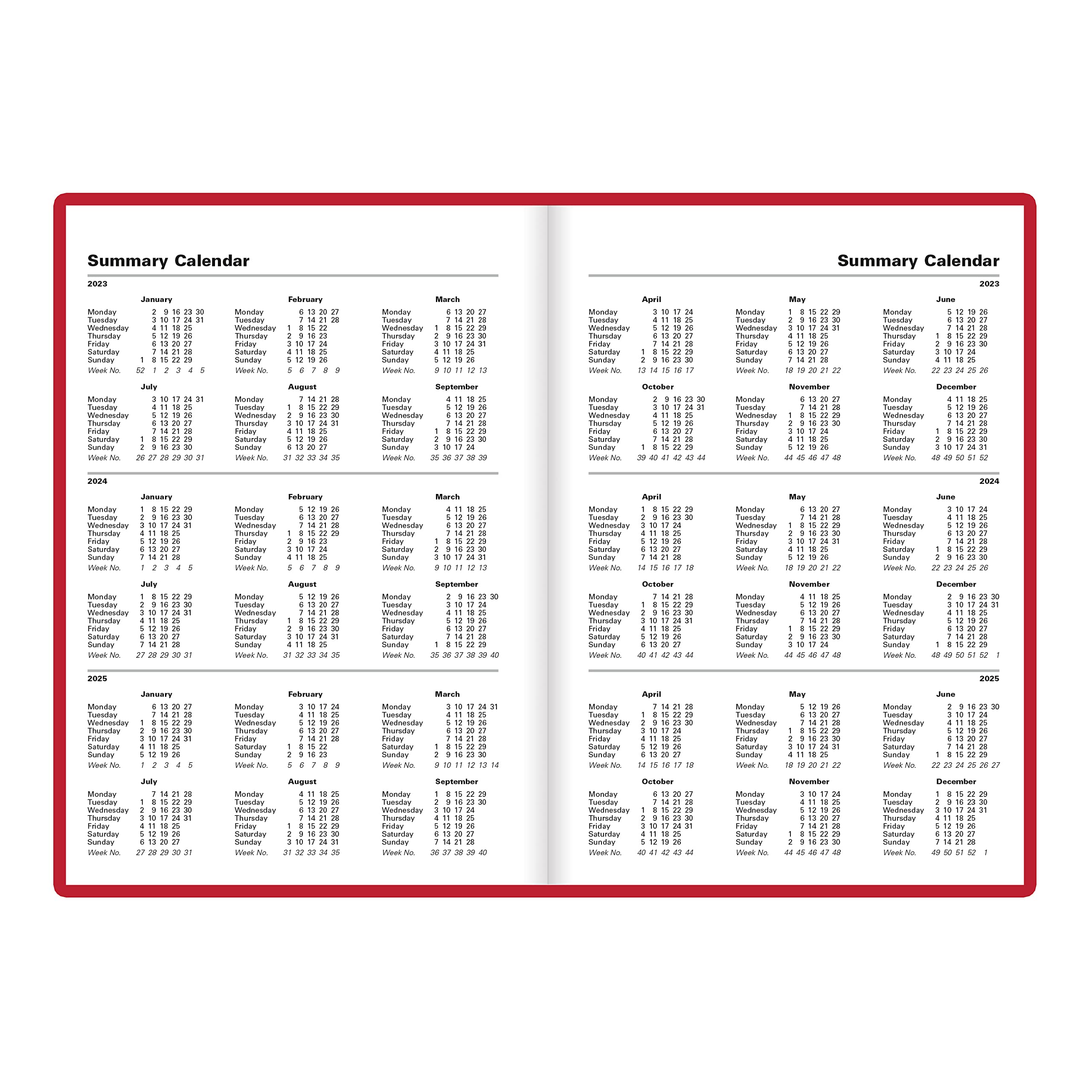 Letts of London Standard Daily Planner, 12 Months, January to December, 2024, Day-Per-Page, A5 Size, 8.25" x 5.875", Burgundy (C10XBY-24)