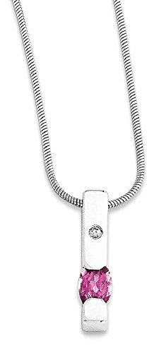 IceCarats 925 Sterling Silver 18 inch Diamond Pink Tourmaline Chain Necklace Gemstone Pendant Charm