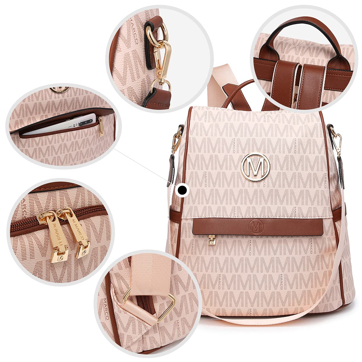 MKP Women Fashion Backpack Handbags with Matching Wallet