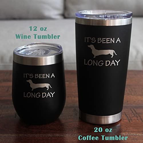 Long Day - Funny Dachshund Whiskey Rocks Glass Gifts for Men & Women - Fun Whisky Drinking Tumbler Décor