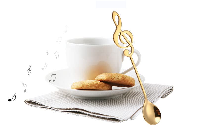 Music Tea Spoons Set Music Spoon 2 Pcs Stainless Steel Coffee Spoon 2Colors Dessert Ice Cream Spoons Gift Flatware