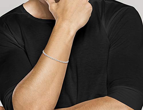 Miabella 925 Sterling Silver Italian 3mm, 4mm Solid Mariner Link Chain Bracelet for Men Women, Made in Italy (3mm - Length 7 Inches (Small))