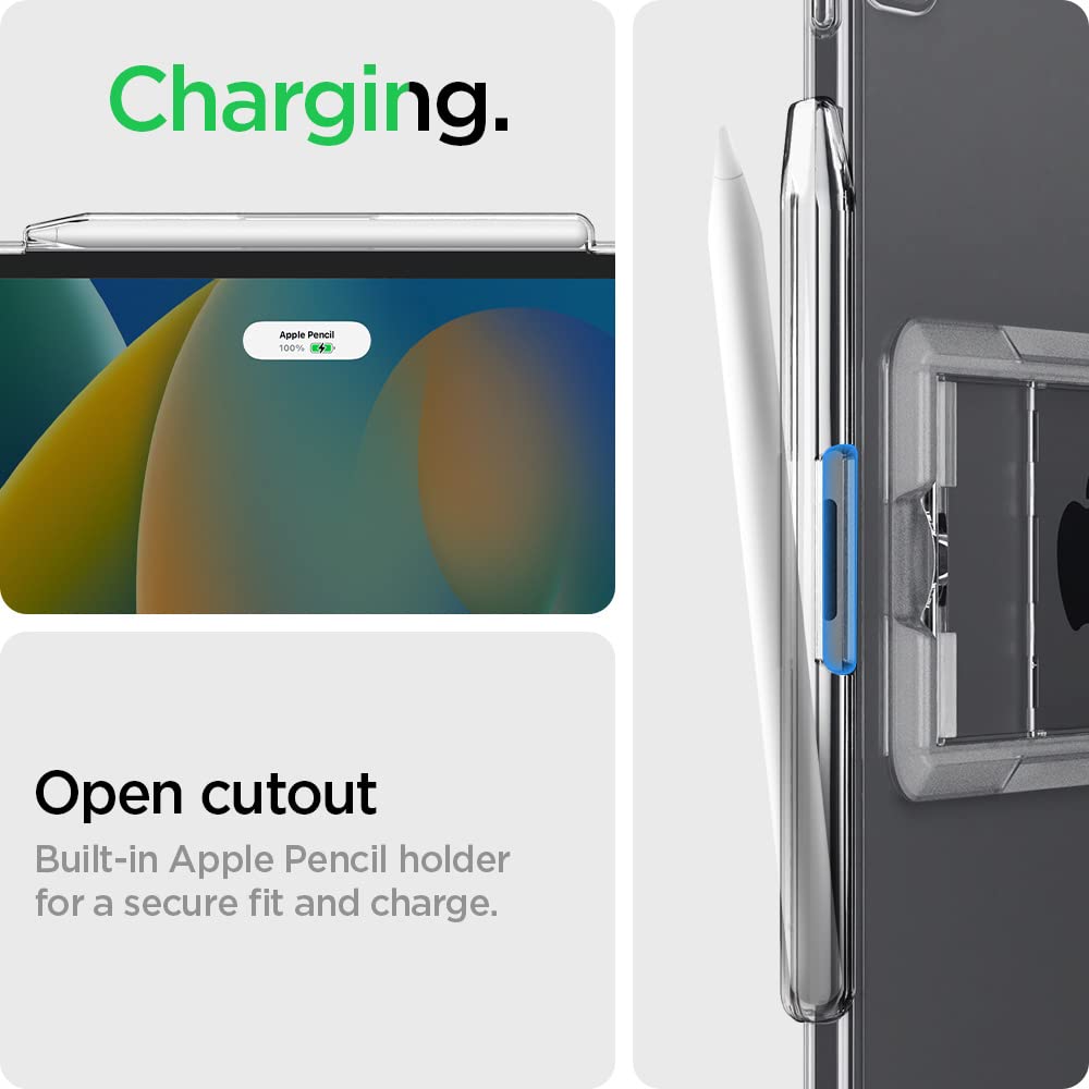 Spigen Air Skin Hybrid S Designed for iPad Pro 11 inch Case M2 4th Generation (2022) / 3rd Generation (2021) / 2nd Generation (2020) / 1st Generation (2018) with Pencil Holder - Crystal Clear