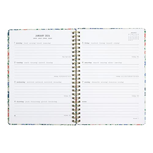 Letts Spring Valley Weekly/Monthly Planner, 12 Months, January to December, 2024, Wiro Binding, A5 Size, 8.25" x 5.875", Multilingual, Mint (C082377-24)
