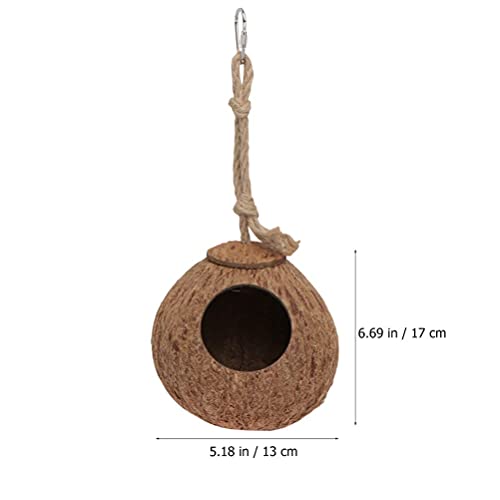 M I A 2 Pcs Crested Gecko Hut with 2 Vines Hanging Coconut Shell Reptile Treat Food Dispenser Bird Nest Reptile Hide Cave Lizard Nesting Hideout for Small Animal Random Color