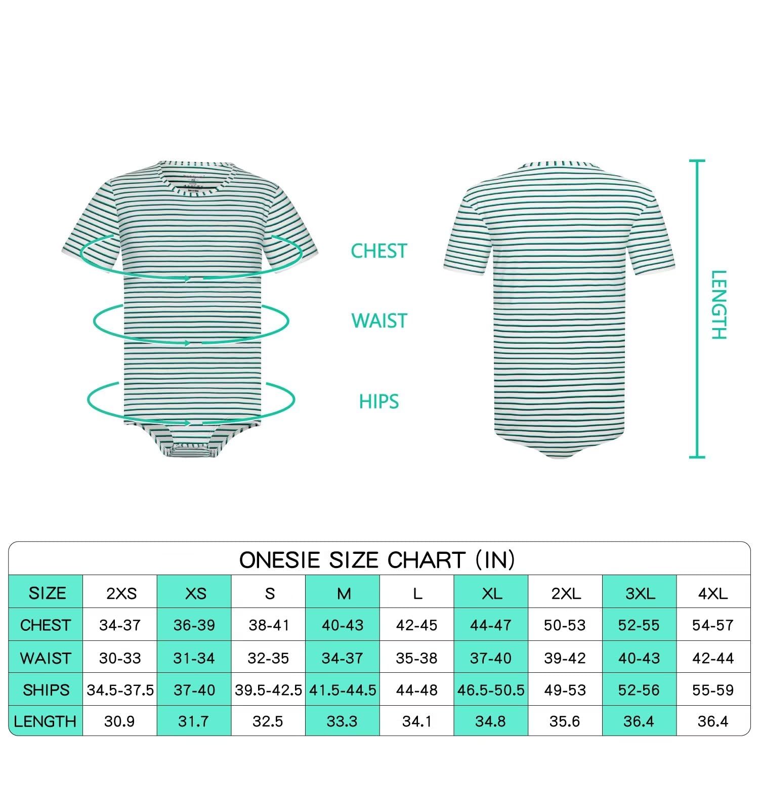 Landofgenie Mens Striped Onesie Pajamas Press Button Crotch Shirt Bodysuit Short Sleeve One Piece Bodysuit White 3XL