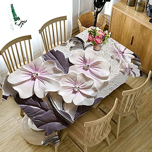 NUER Flower Tablecloth Creative Flower Pattern Coffee Table Living Room Tablecloth Home Decor Waterproof Rectangle Wedding Banquet A1 140x210cm