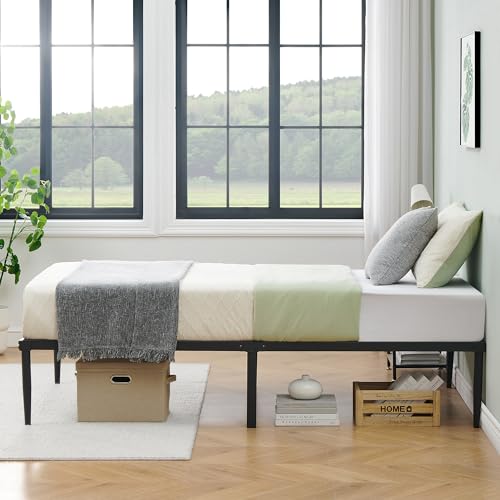 IDEALHOUSE14 Inch Twin Bed Frame No Box Spring Needed, Metal Platform Twin Size Bed Frame, Heavy Duty, Easy Assembly and Noise Free, Black