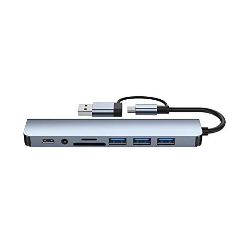 USB-C Hub 8-in-1, with 100W Power Output, 4K 60Hz HDMI Port, 10Gbps USB C and 2 USB A Data Ports, Ethernet Port, MicroSD and SD Card Reader 1Pc