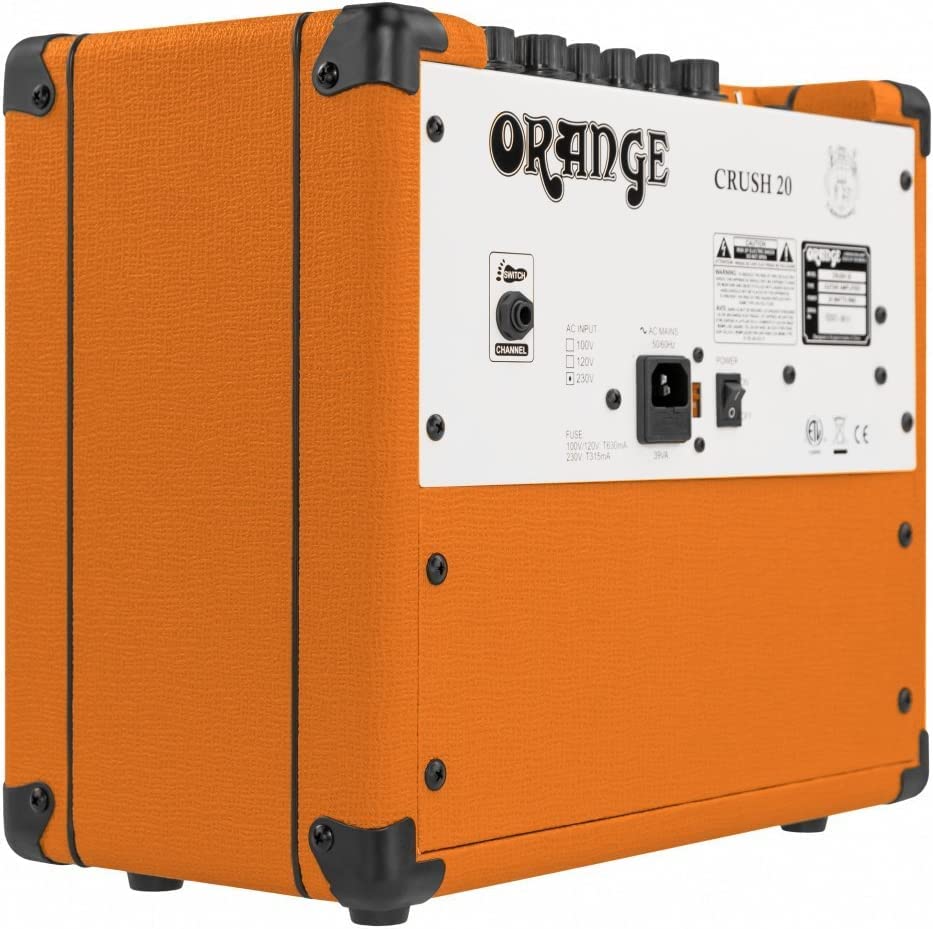 Orange Crush 20 Guitar Combo Amp Bundle w/Pig Hog Woven Instrument Cable, Power Cable and Liquid Audio Polishing Cloth (3 Items)
